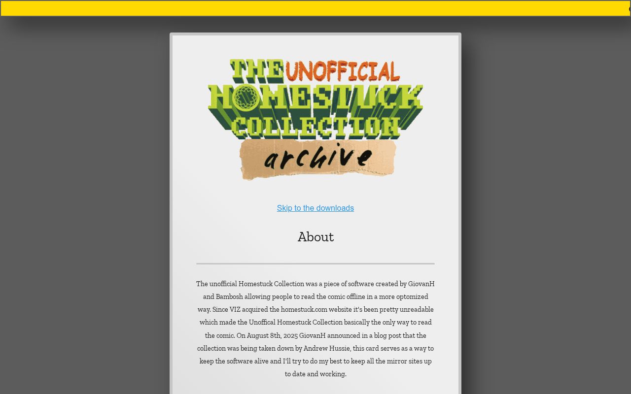 Unoffical Homestuck Collection archive